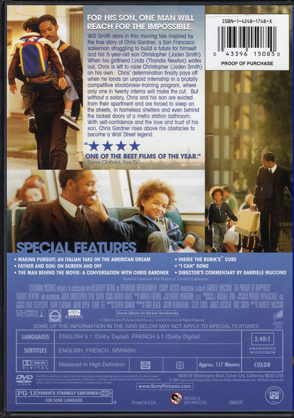 The Pursuit of Happyness Widescreen Edition Will Smith DVD – Marvelous ...